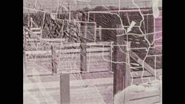 1960s: View of cattle pens. Map of southwestern United States, rail ...