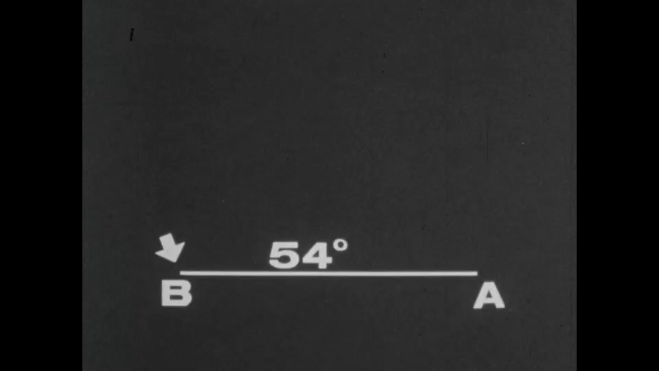 1960s: Fifty-four degrees. Line with letters A and B on opposite ends ...