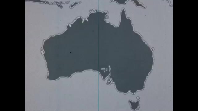 1950s: Map of Australia. Men stand outside next to car and horse, talk ...
