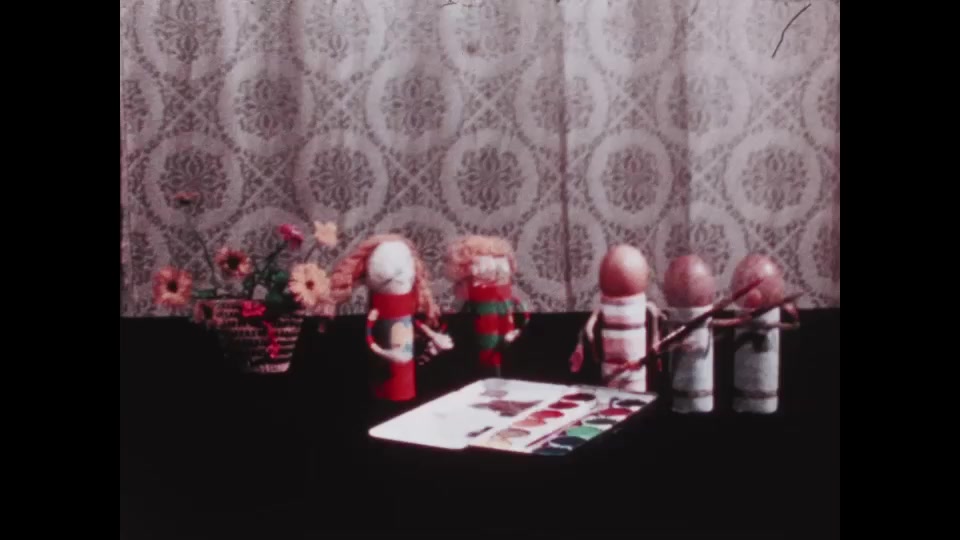 1970s: Puppets made of eggs and toilet paper tubes paint faces on each ...