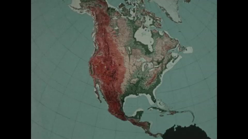 1970s: Map of North America. Different plateaus labeled. Desert region ...