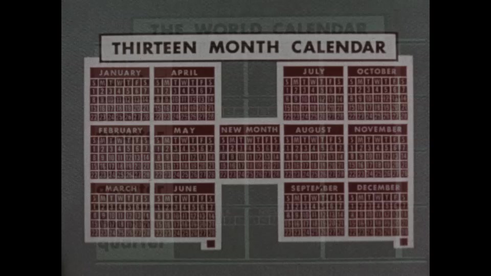 1960s: World calendar, with quarters. Months and days. – Archival Footage