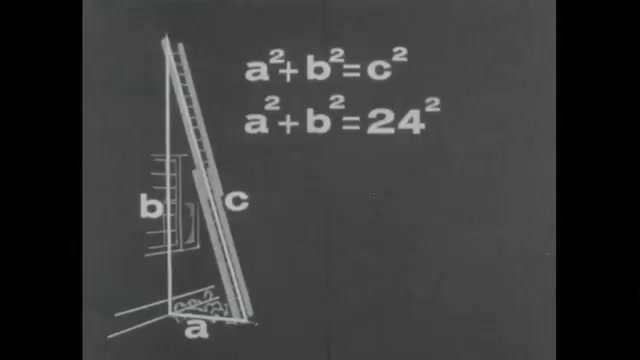 1960s: Illustration of ladder against house and Pythagorean theorem ...