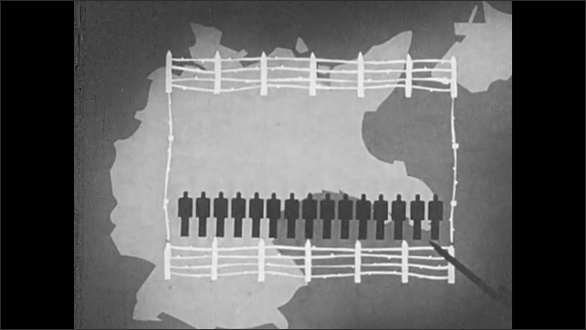 1940s: UNITED STATES: Munich image with soldier and wire fence. Nazi ...