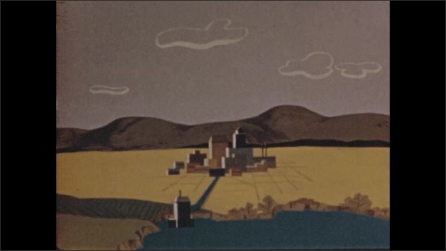 1950s: Animation of the water cycle. Illustration of water flowing from ...