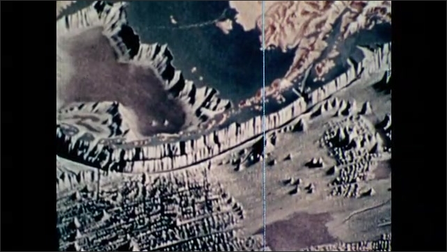 1970s: Lines cover map of the world. Topographic map. – Archival Footage