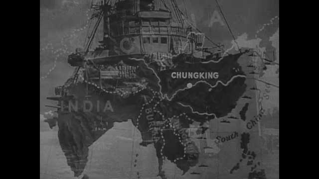 1940s China: Map of China. – Archival Footage