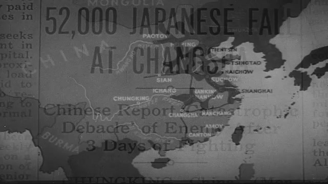 1940s: Map of China. A circle appears around Changsha. Map illustrates ...