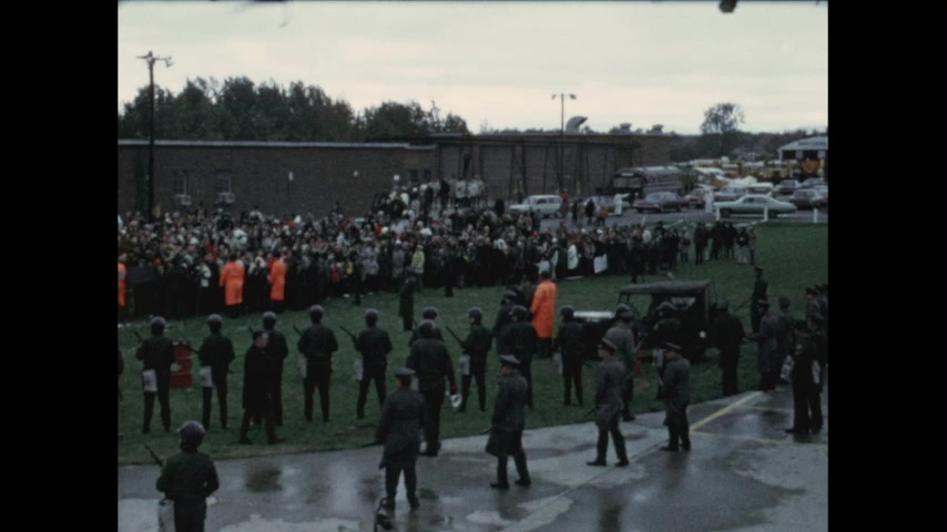 1970s: Police in riot gear surround crowd of people at Richard Nixon ...