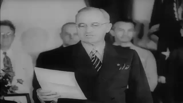 1940s: President Harry S. Truman gives speech informing nation of Japan ...