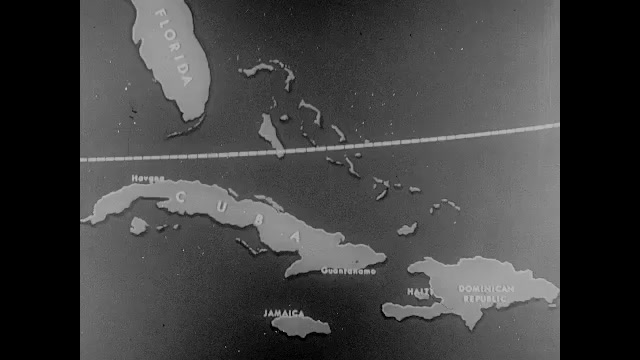 1960s: Map shows navy maneuvers around Cuba. – Archival Footage
