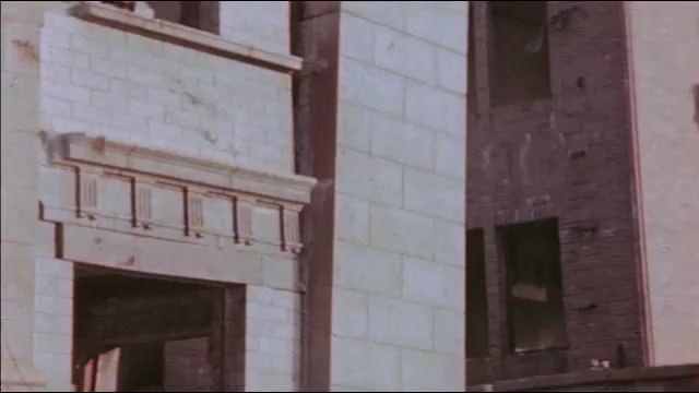 1940s: Side of destroyed building. Remains of destroyed building ...