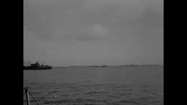 1940s: Fleet of Navy ships at sea. – Archival Footage