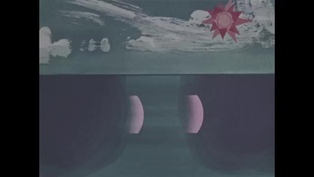 1960s: Animation of lines crossing ocean. Dotted line to ocean floor ...