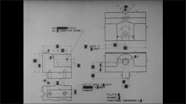 1940s: Technical diagram of clamp parts. – Archival Footage