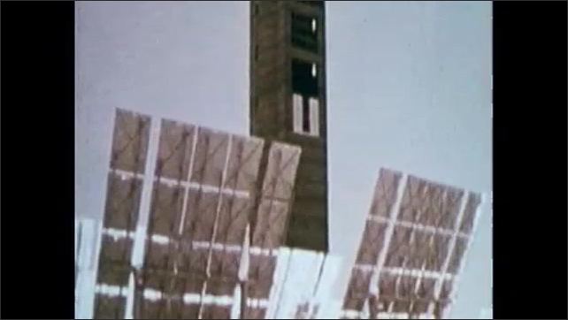 1970s: Aerial view of mirrors and Sandia Laboratory tower collecting ...