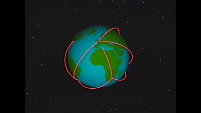 1990s: UNITED STATES: animation of rotating Earth. Lines on countries ...