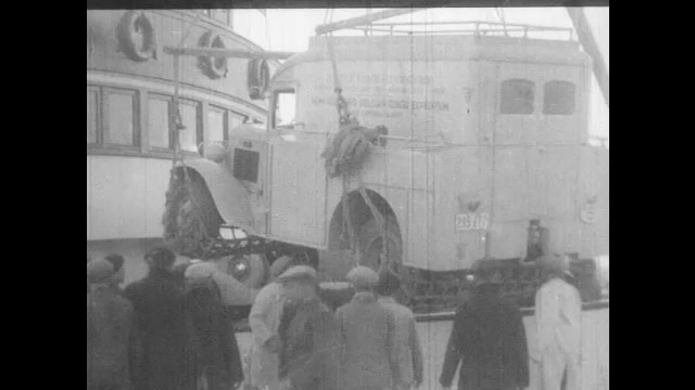 AFRICA: 1930s: vehicle loaded on to ship. Map of Sahara Desert and ...