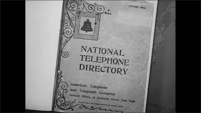 1940s: Files fly past filing cabinets. Animated drawing of a telephone ...